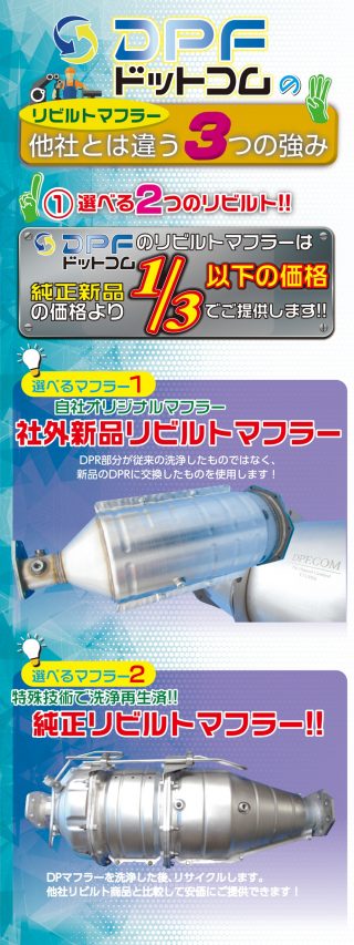 DPF・DPD・DPRのマフラー洗浄・修理・リビルト・触媒買取専門店
